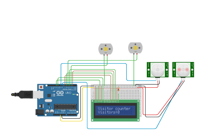Circuit design Visitor Sensor AC control | Tinkercad