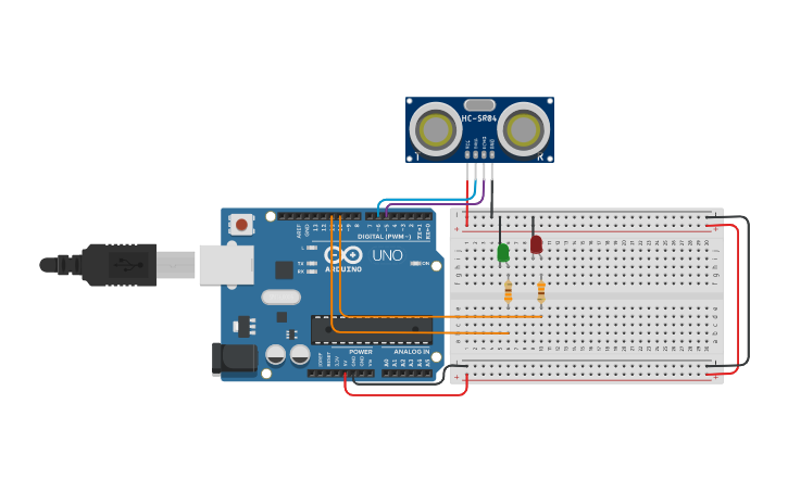 Circuit design 12_SENSOR_ULTRASONIDO - Tinkercad