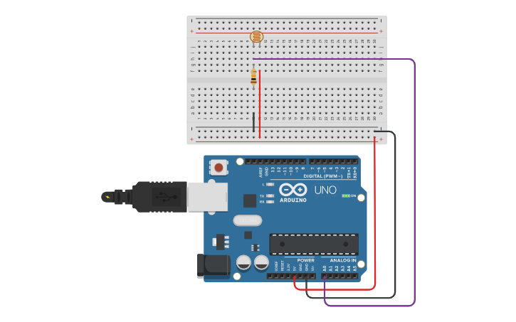 Circuit design LDR - Tinkercad