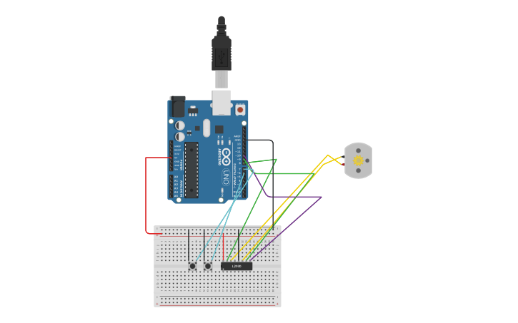 Circuit design DC Motor Control (Speed and Direction) - Tinkercad