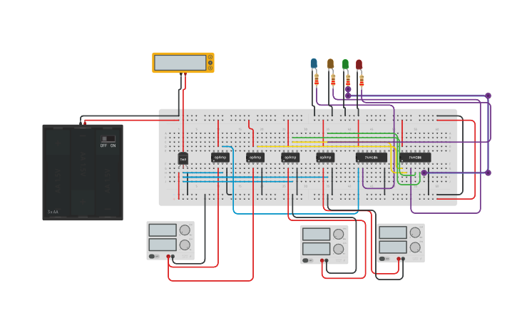 Circuit design Led glow in different conditions - Tinkercad