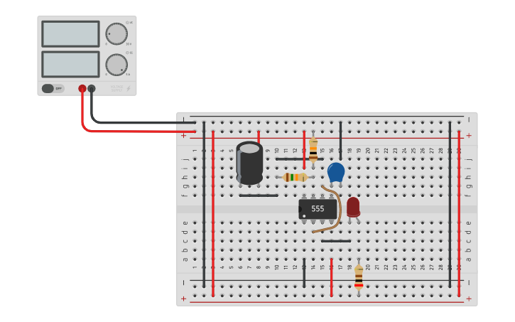 Circuit design IC 555 v2 - Tinkercad