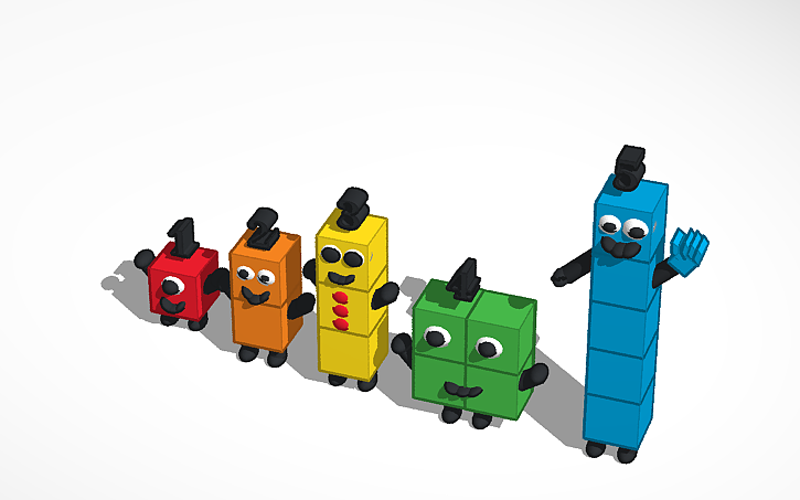3D design Number blocks 1-5 - Tinkercad