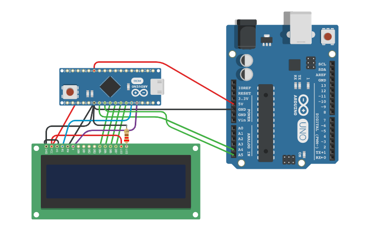 Circuit design Copy of I2C LCD emulator | Tinkercad Circuit design Copy of I2C LCD emulator | Tinkercad