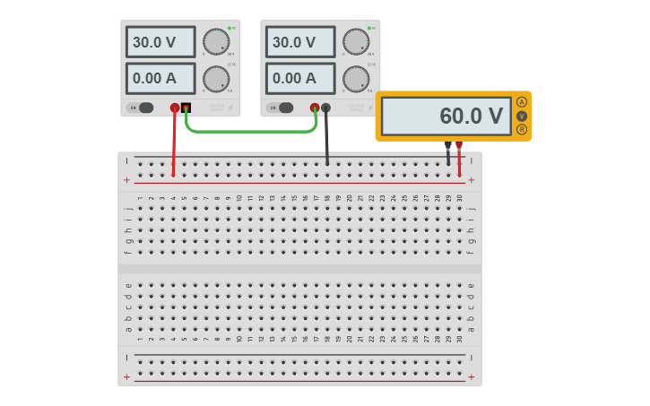 Circuit design series power supply - Tinkercad