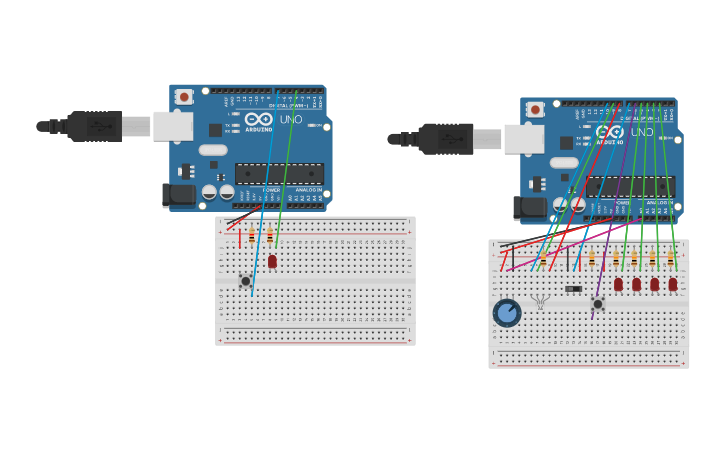 Circuit design morse code initials - Tinkercad