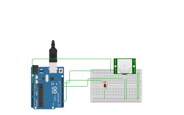 Circuit design PIR - Tinkercad