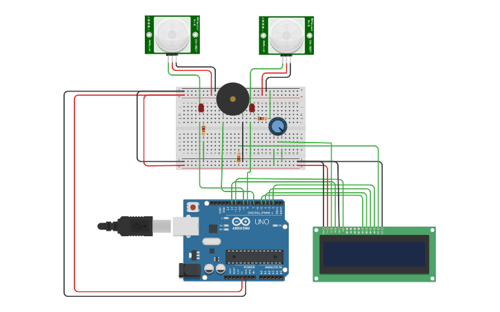 Circuit design visitor Counter - Tinkercad