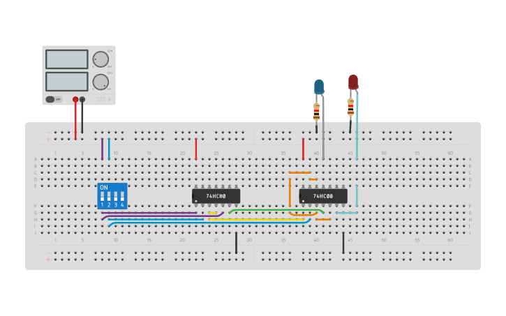 Circuit design 2 Half subtractor - Tinkercad