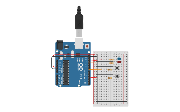 Circuit design Buttons example | Tinkercad