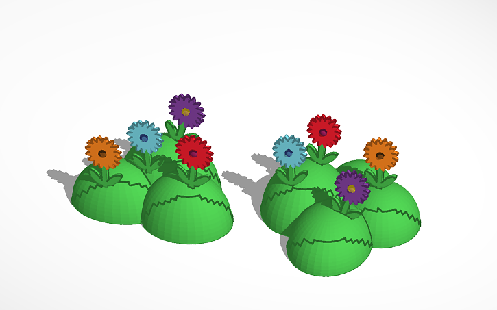 3D design Bushes with Flowers - Tinkercad