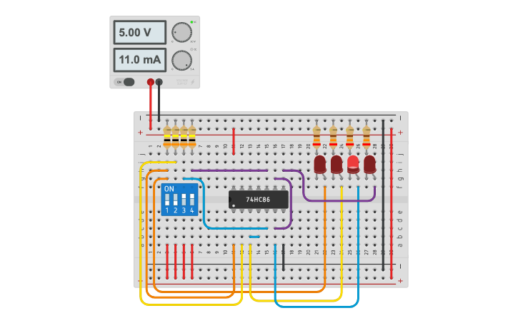 Circuit design Gray to Binary XOR | Tinkercad
