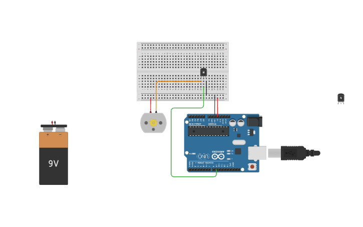 Circuit design DC Motor with NPN Transistor | Tinkercad
