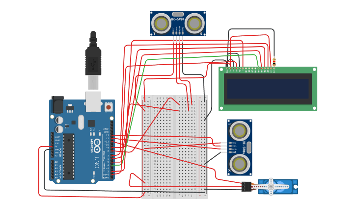 Circuit Design Garbage Monitoring System Tinkercad