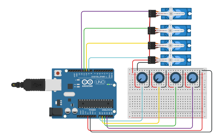 Circuit design Brazo Robotico | Tinkercad