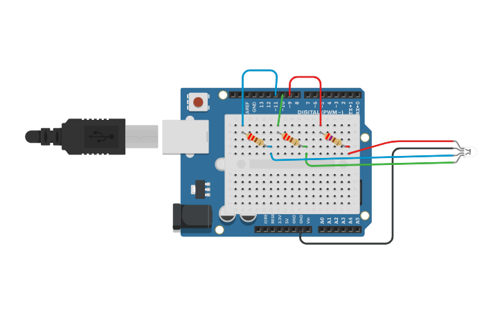 Circuit design Clase 4° - Led RGB | Tinkercad