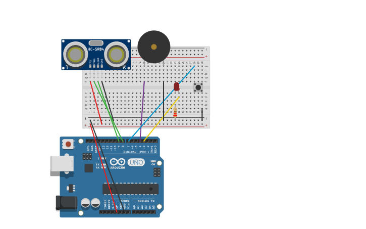 Circuit design 範例20(應用)：超音波HC-SR04距離警報器 - Tinkercad