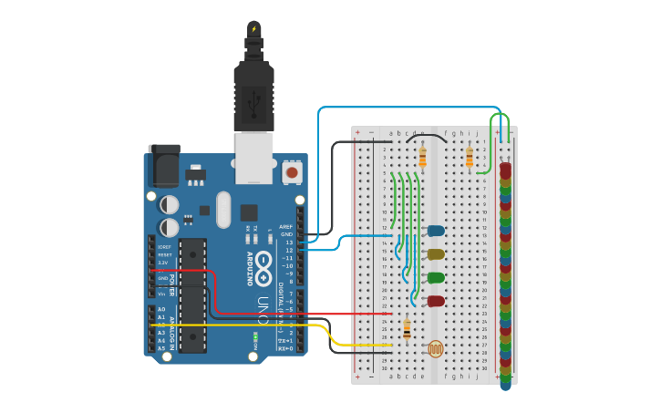 Circuit design Parallel LEDs | Tinkercad