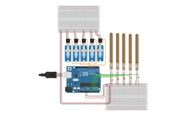 Circuit design robot hand - Tinkercad