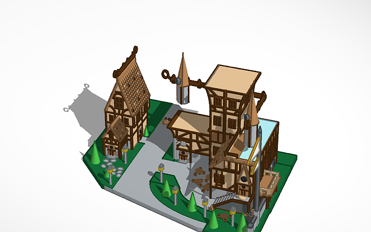 3D design Medieval Town - Tinkercad
