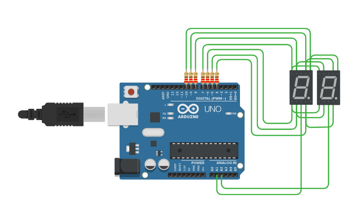 Circuit design Seven Segment - Tinkercad