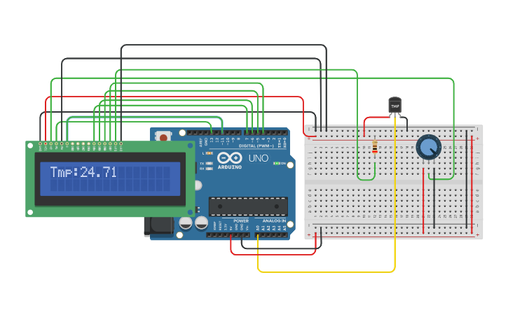 Circuit Design Temperature Measure Tinkercad