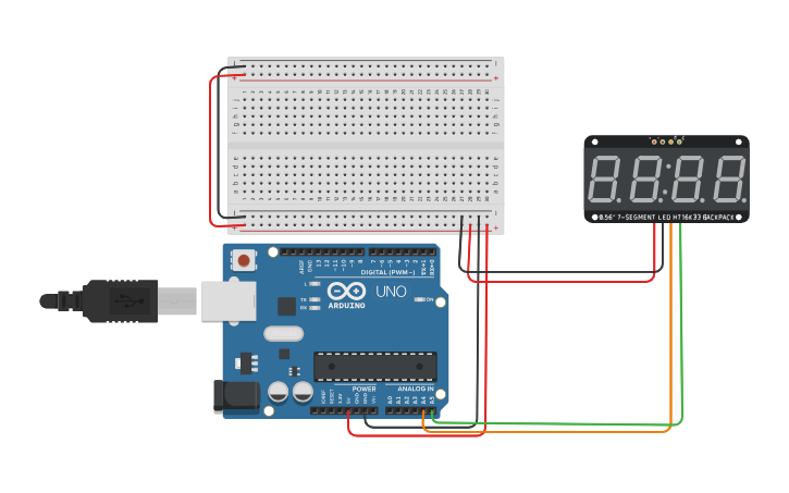 Circuit design P9 Pantalla de 4 digitos - Tinkercad