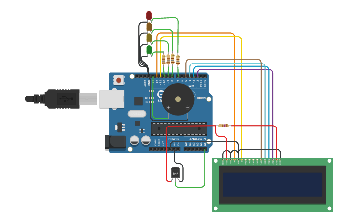 Circuit design temperature LM35 sensor with Arduino - Tinkercad