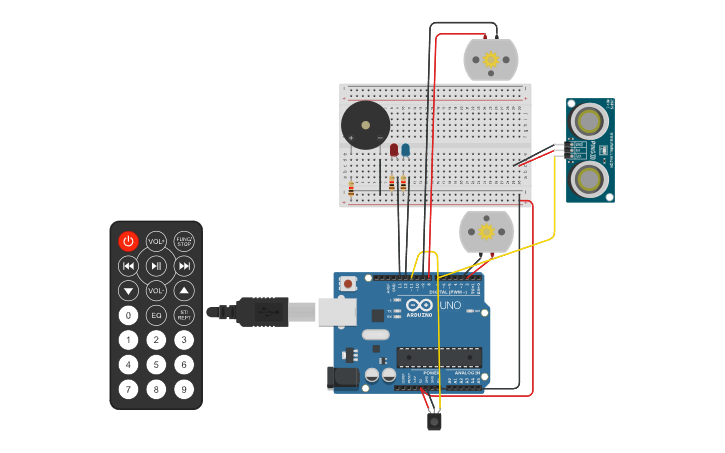 Circuit design Remote controlled Rover | Tinkercad