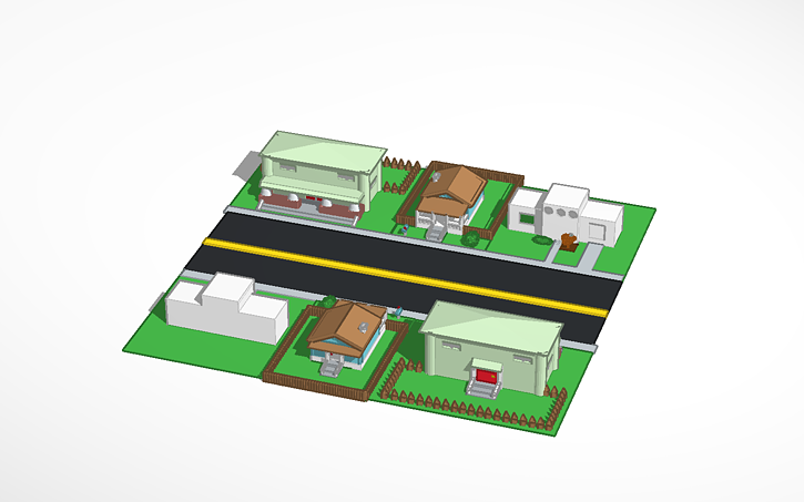 3D design Street in a neighborhood - Tinkercad