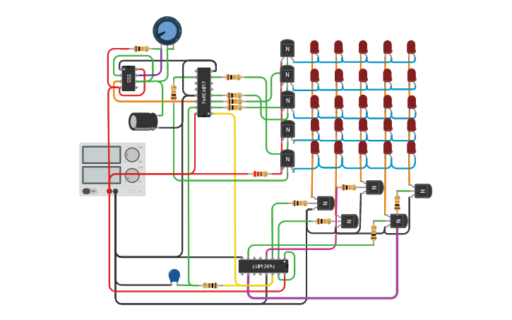 Circuit design led matrix | Tinkercad