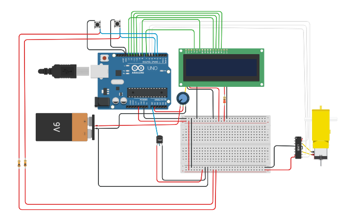 Circuit design Greenhouse Vent - Tinkercad