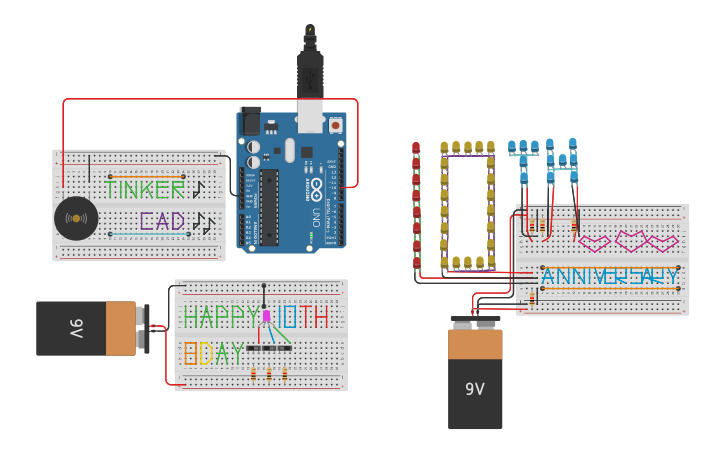 Circuit design Happy Birthday TinkerCad | Tinkercad