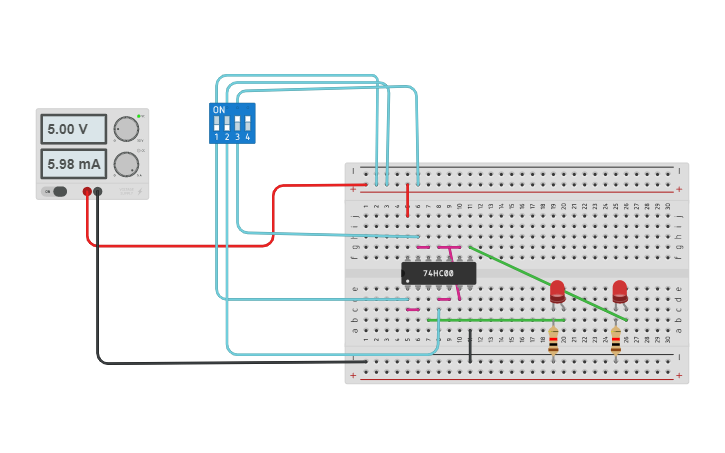 Circuit design NOT ,OR GATE BY NAND - Tinkercad