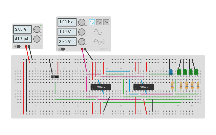 Circuit design SIPO Shift register | Tinkercad