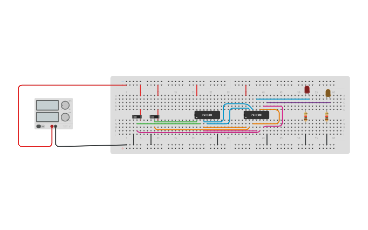 Circuit design HALF ADDER USING NAND GATES - Tinkercad