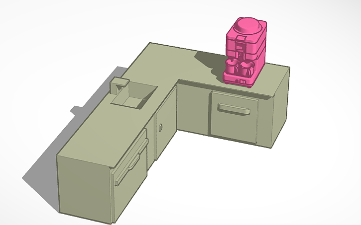 3D design kitchen with coffee machine | Tinkercad