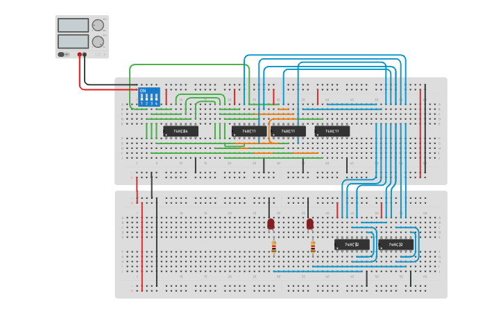 Circuit design FA using Decoder - Tinkercad