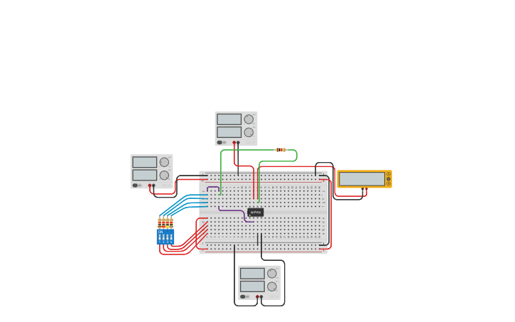 Circuit design Conversor D/A | Tinkercad