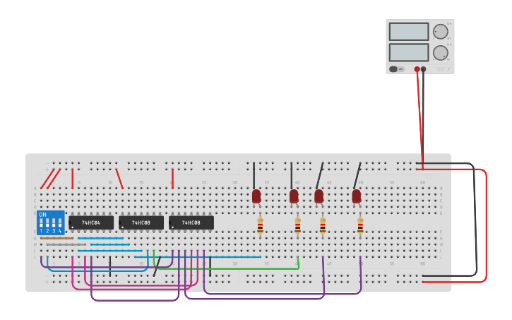 Circuit design 106119084_(4 Bit Decoder) | Tinkercad