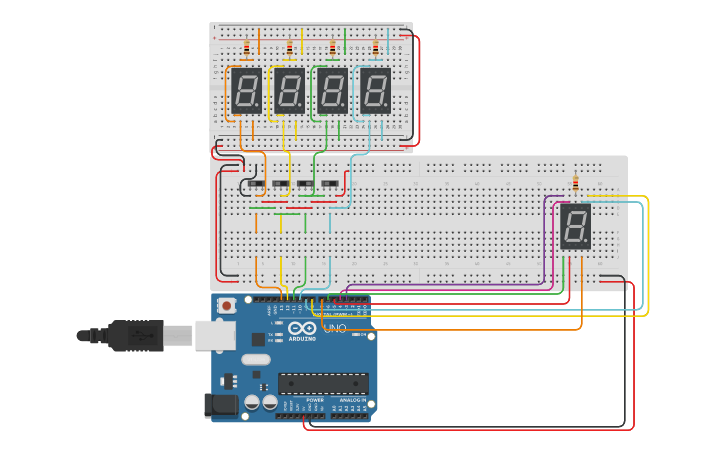 Circuit design Copy of Binary to hexadecimal converter - Tinkercad