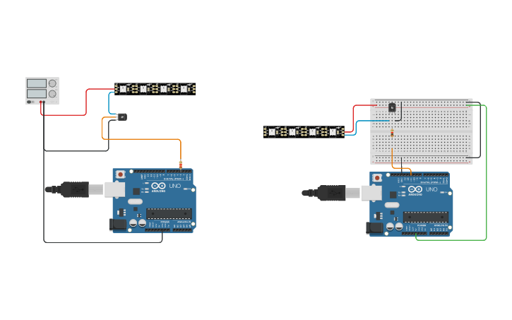 Circuit design NPN LED Strip Control - Tinkercad