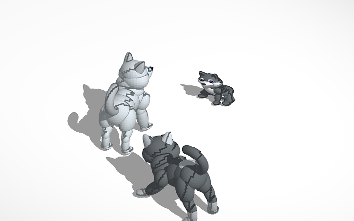 3D design wolf family - Tinkercad