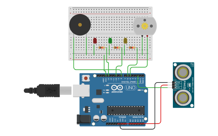 Circuit Design Reverse Parking Assistance System Tinkercad