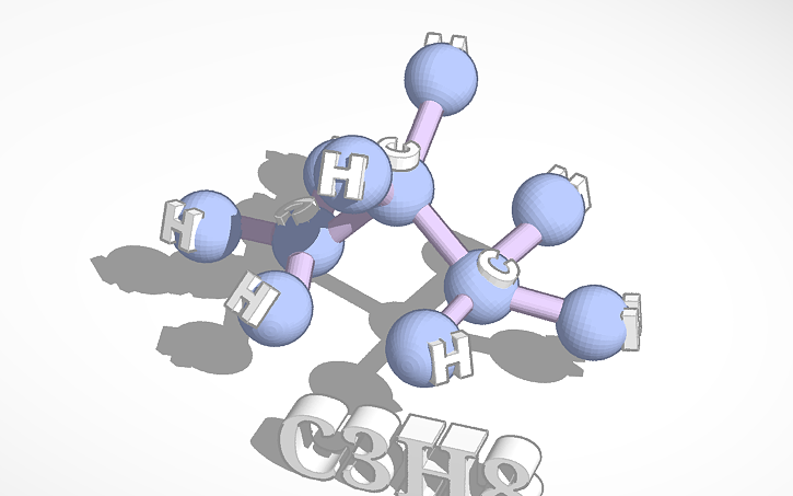 3D design C3H8 Propane Molecule | Tinkercad