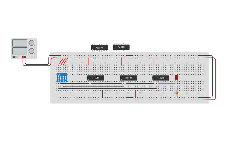 Circuit design porte not and or - Tinkercad