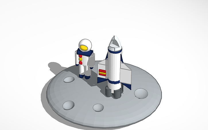 3D design astronaut and rocket - Tinkercad