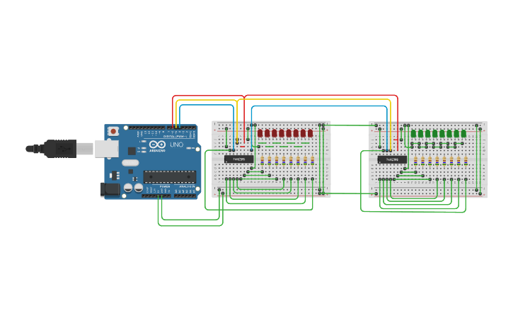 Circuit design shift register - Tinkercad