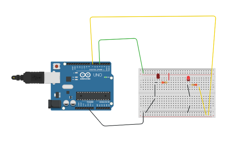 Circuit design 0916 智 21 LED Blink in turn | Tinkercad