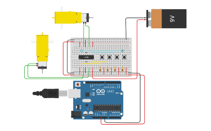 Circuit design Подключение к Ардуино микросхемы L293D - Tinkercad